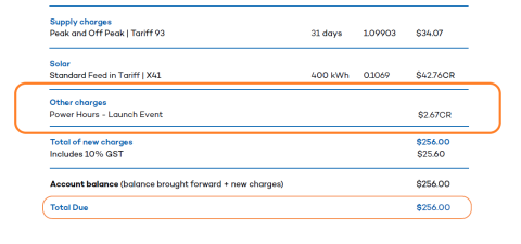 Your bill and Power Hours savings | Aurora Energy